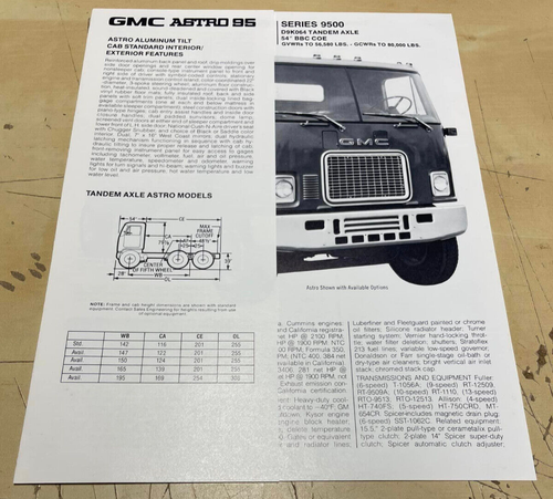 Vintage Original 1979 GMC Astro 95 Series 9500 D9K064 Data Spec Info ...