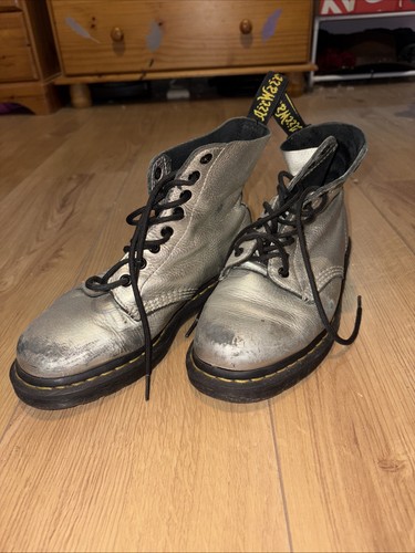 Metallic Silver Doc Martin Ankle Boots UK Size 6 Used | eBay UK