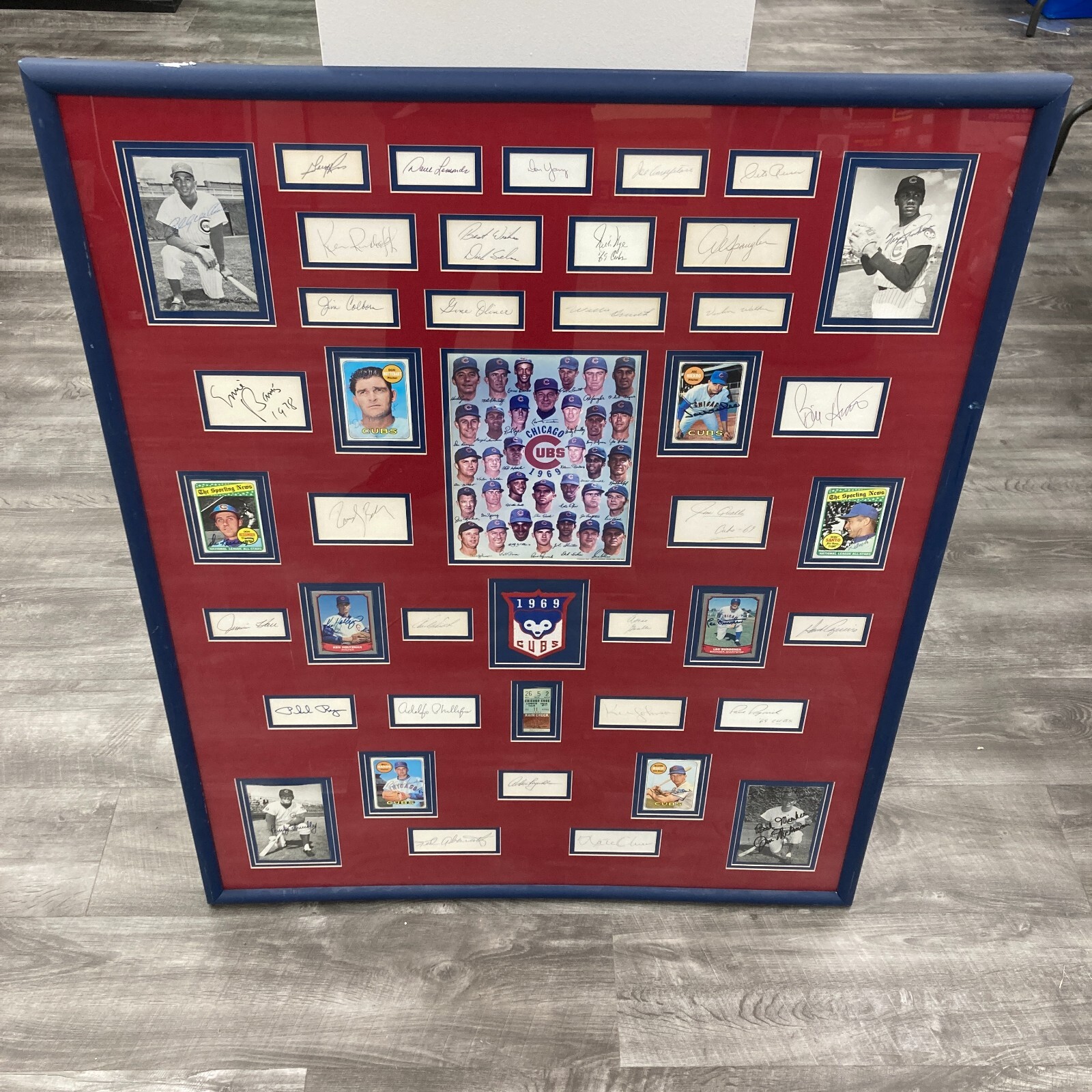 Beautiful 1969 Chicago Cubs Team Signed Framed Display 40 Signatures ...