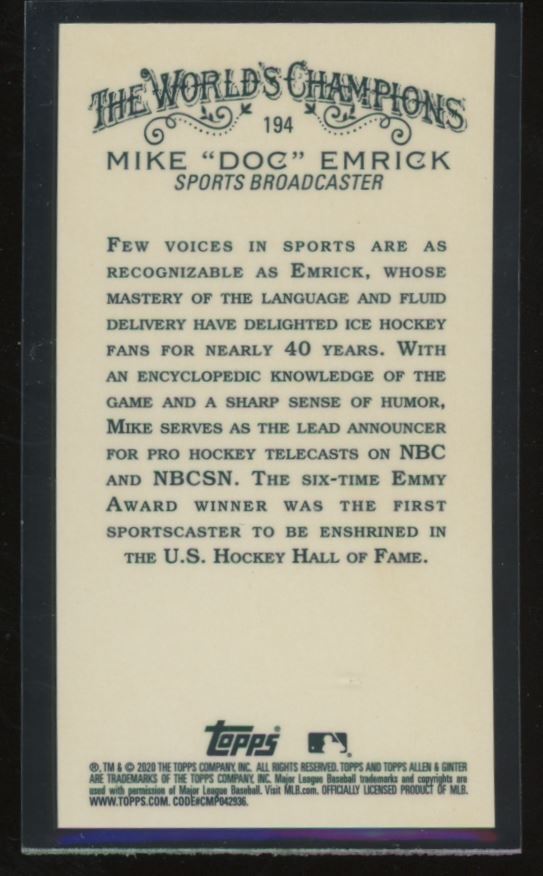 2020 Topps Allen & Ginter Chrome Mini Mike Emrick #194 | eBay