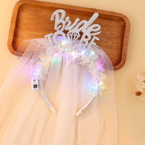 Light up Bride to Be Veil Headband Led White Headbands Bridal Short ...