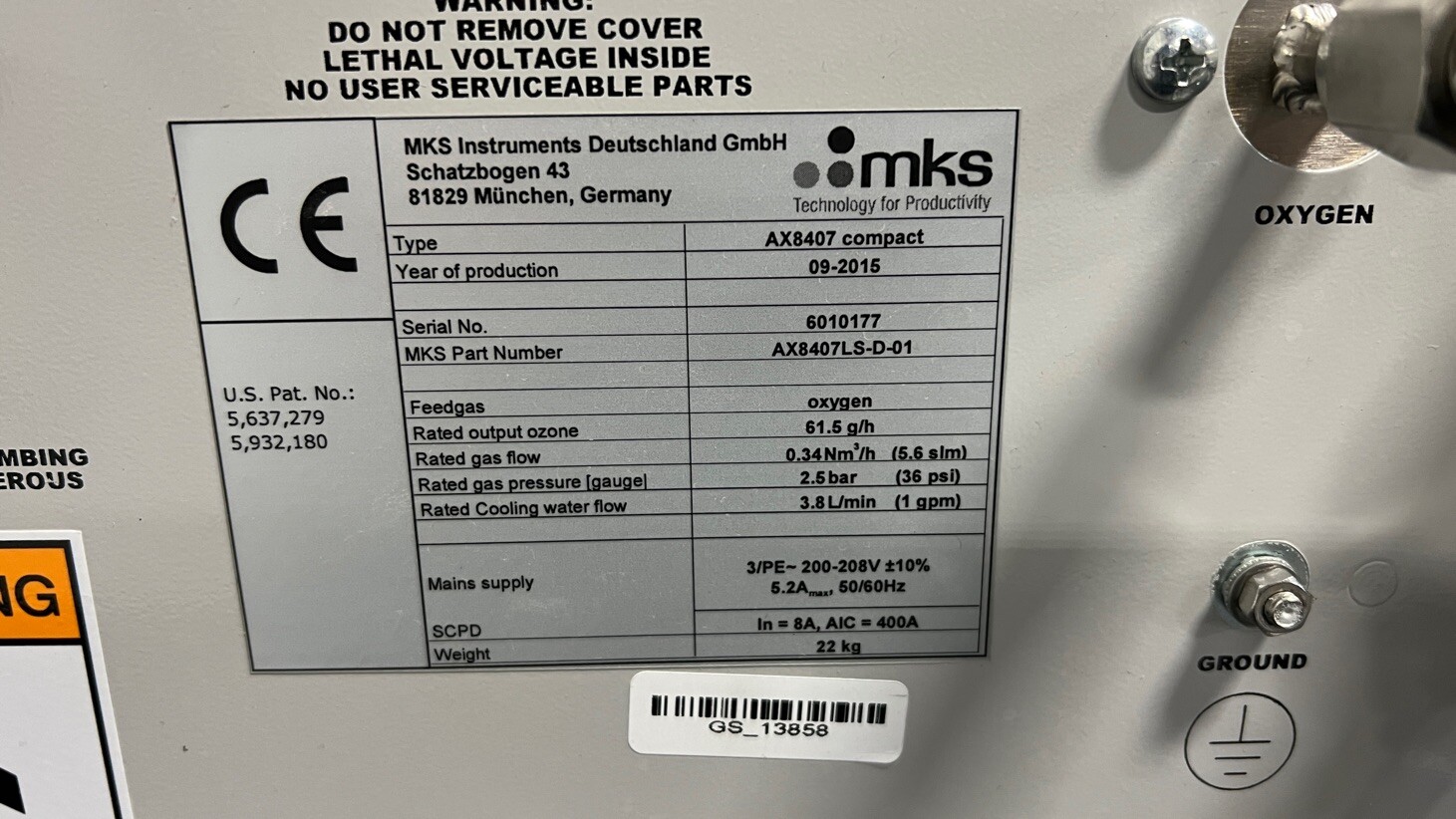 MKS ASTeX AX8407 Compact OZone Generator | eBay