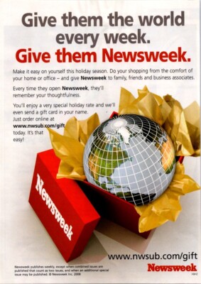 Newsweek 2008 Ad Give Them The World Every Week. Give Them Newsweek | eBay