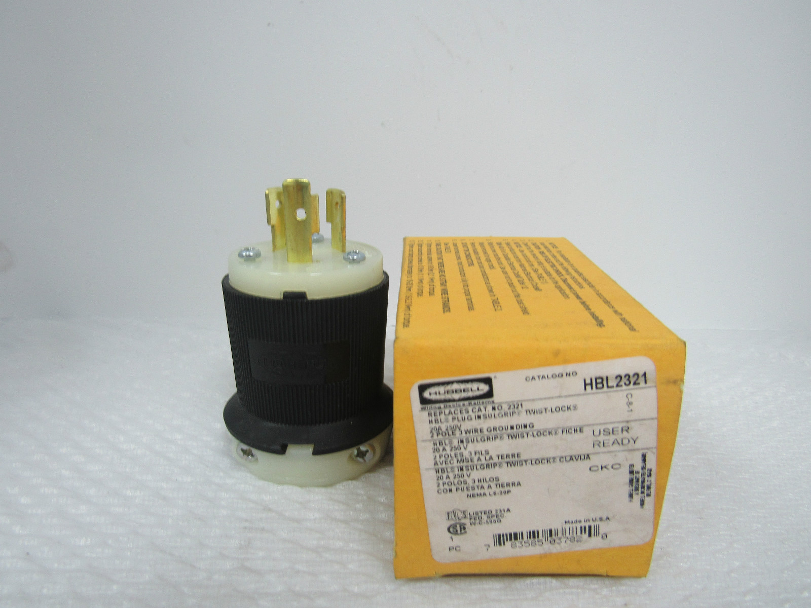 HUBBELL MALE PLUG TWIST LOCK HBL2321 20AMP/250V | eBay