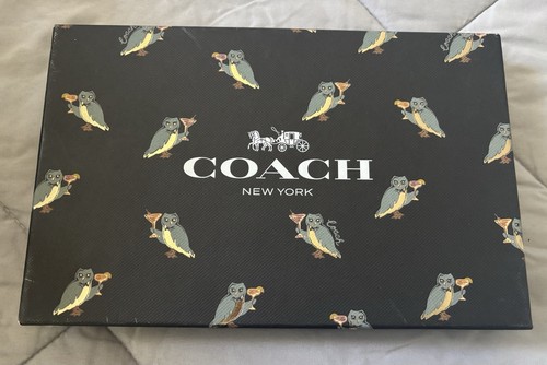 Authentic Coach Boxed Party Owl Print Corner Zip Wristlet w/ Charms | eBay