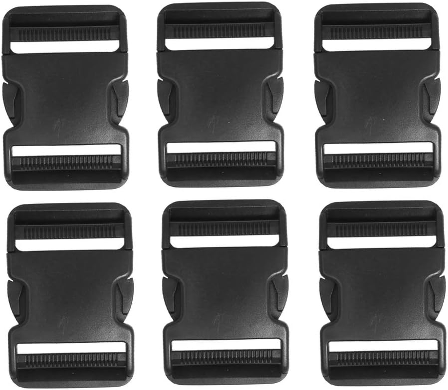 6 Pack 2 Inch Flat Dual Adjustable Plastic Side Release Plastic Buckles ...