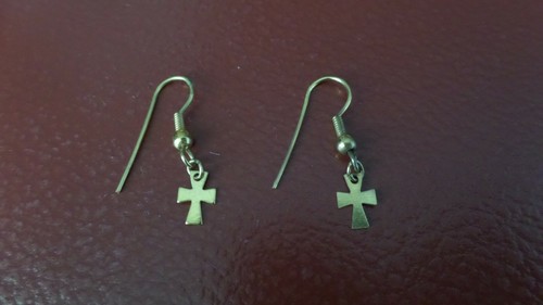 Crucifix Gold Tone Pierced Earrings #58 | eBay Australia