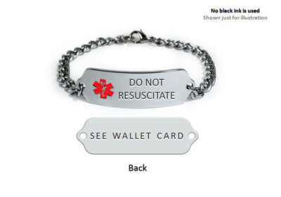 DO NOT RESUSCITATE Medical Id Alert Bracelet. Free medical card. | eBay
