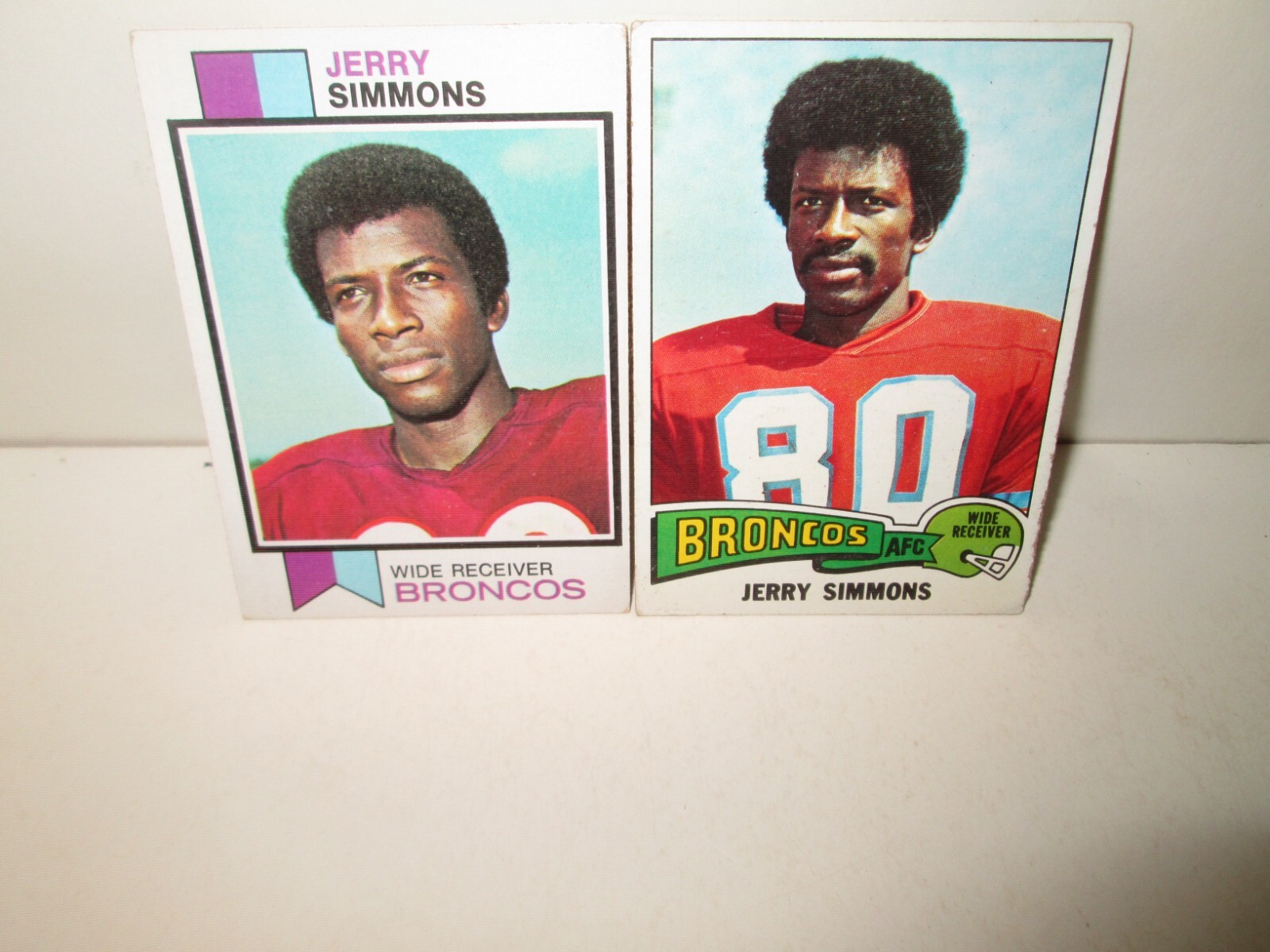 LOT OF 2 JERRY SIMMONS 1970s Topps Cards #432 484 DENVER BRONCOS WR VG ...