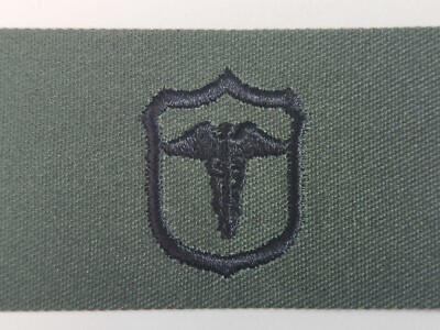 US Navy Medical Corpsman Medic Embroidered Badge OD Green Collar Device ...