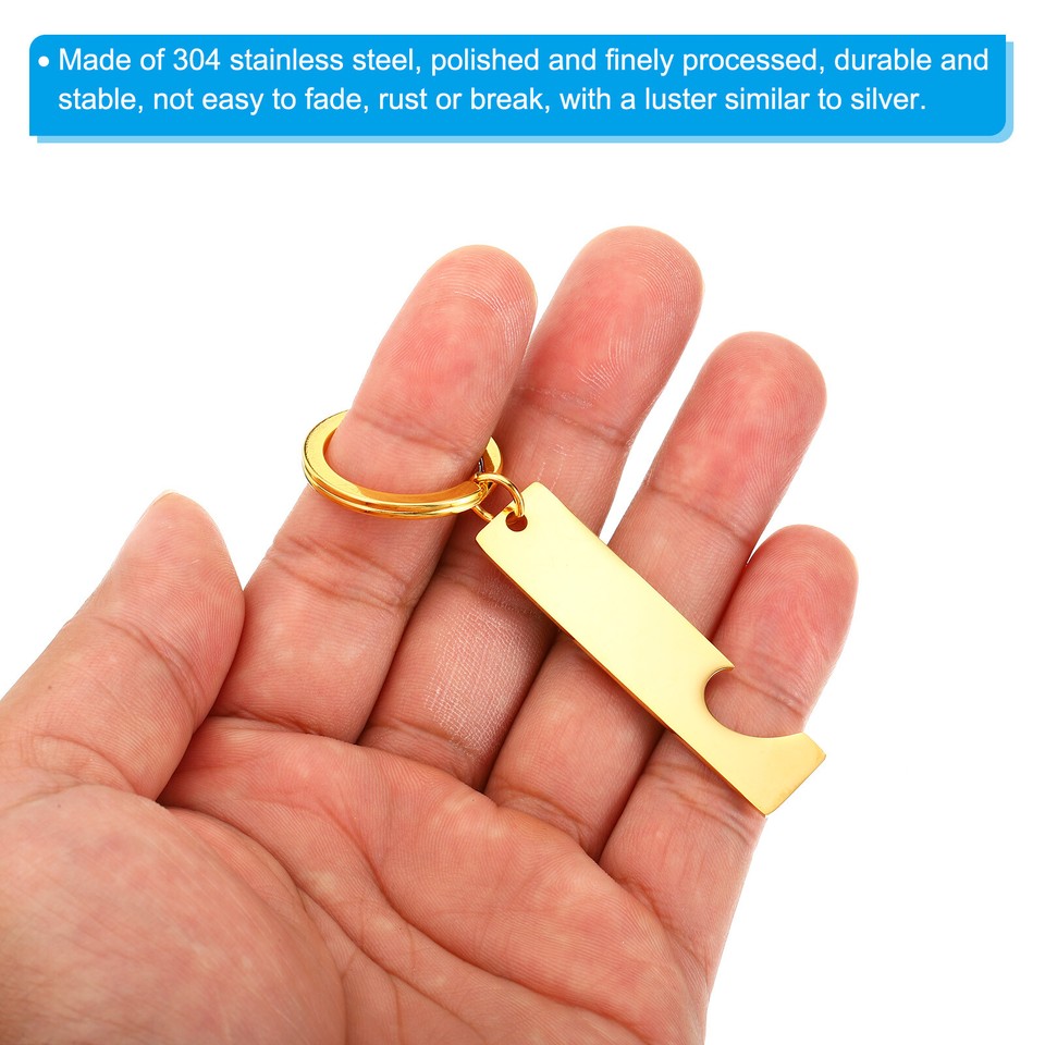 2 Pairs Metal Stamping Blanks, Metal Keychain Blanks Rectangle, Gold ...