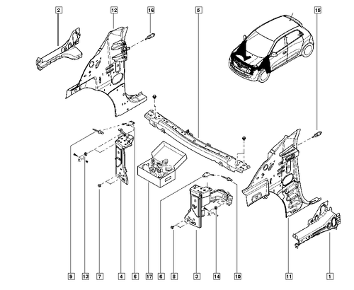 Etrier support fixation renfort Renault Twingo III d'origine OEM ...