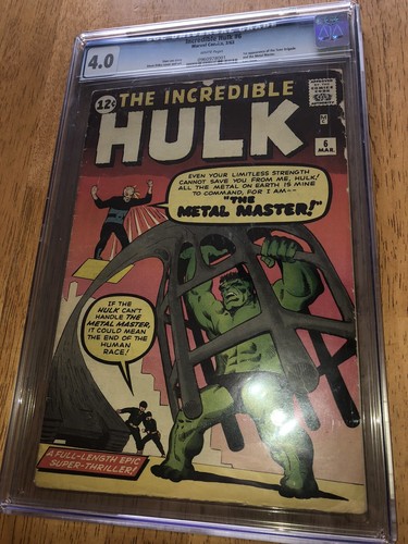 Hulk 6 Cgc 4.0 WHITE PAGES First Teen Brigade N Metal Master | eBay