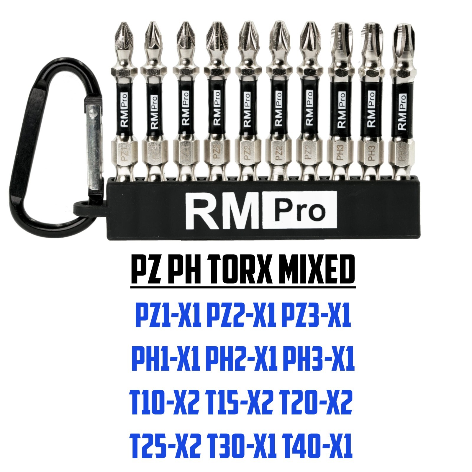 10 x 50mm Impact Driver Bits Mixed Pozi Philips Torx Screwdriver ...