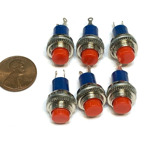 6 Pieces Red N/C 10mm NORMALLY CLOSED 12v NC PUSH momentary BUTTON ...
