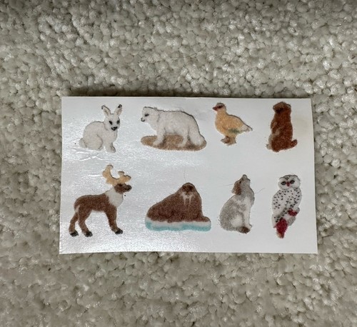 Vintage Fuzzy Flocked Mini Arctic Animal Stickers, Used, Sheet Is 1.5 ...