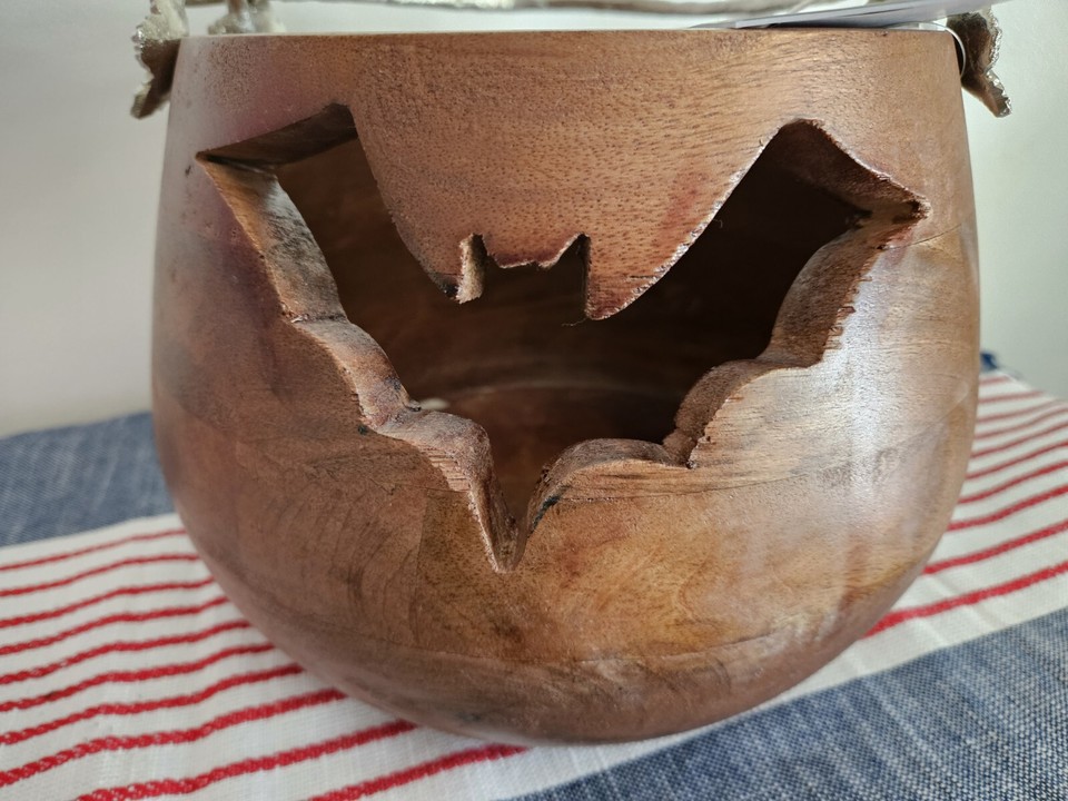 Martha Stewart Halloween Bat Batty Wooden Candy Bowl Metal Handle 2024 ...