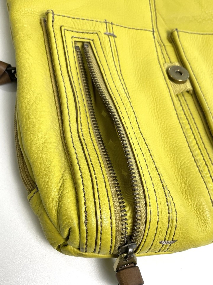FOSSIL Long Live Vintage Yellow Leather Crossbody Purse Adjustable ...