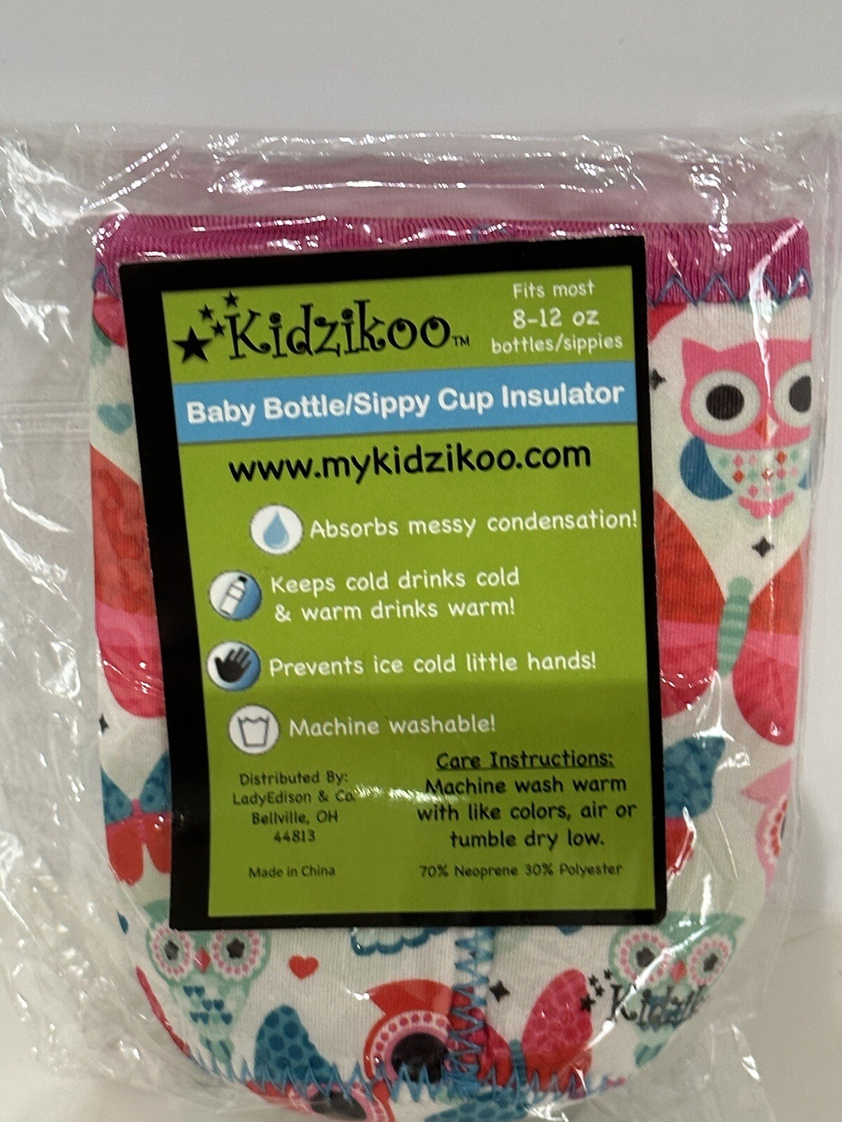Kidzikoo Baby Bottle Sippy Cup Insulator Koozie, Owls & Butterflies | eBay