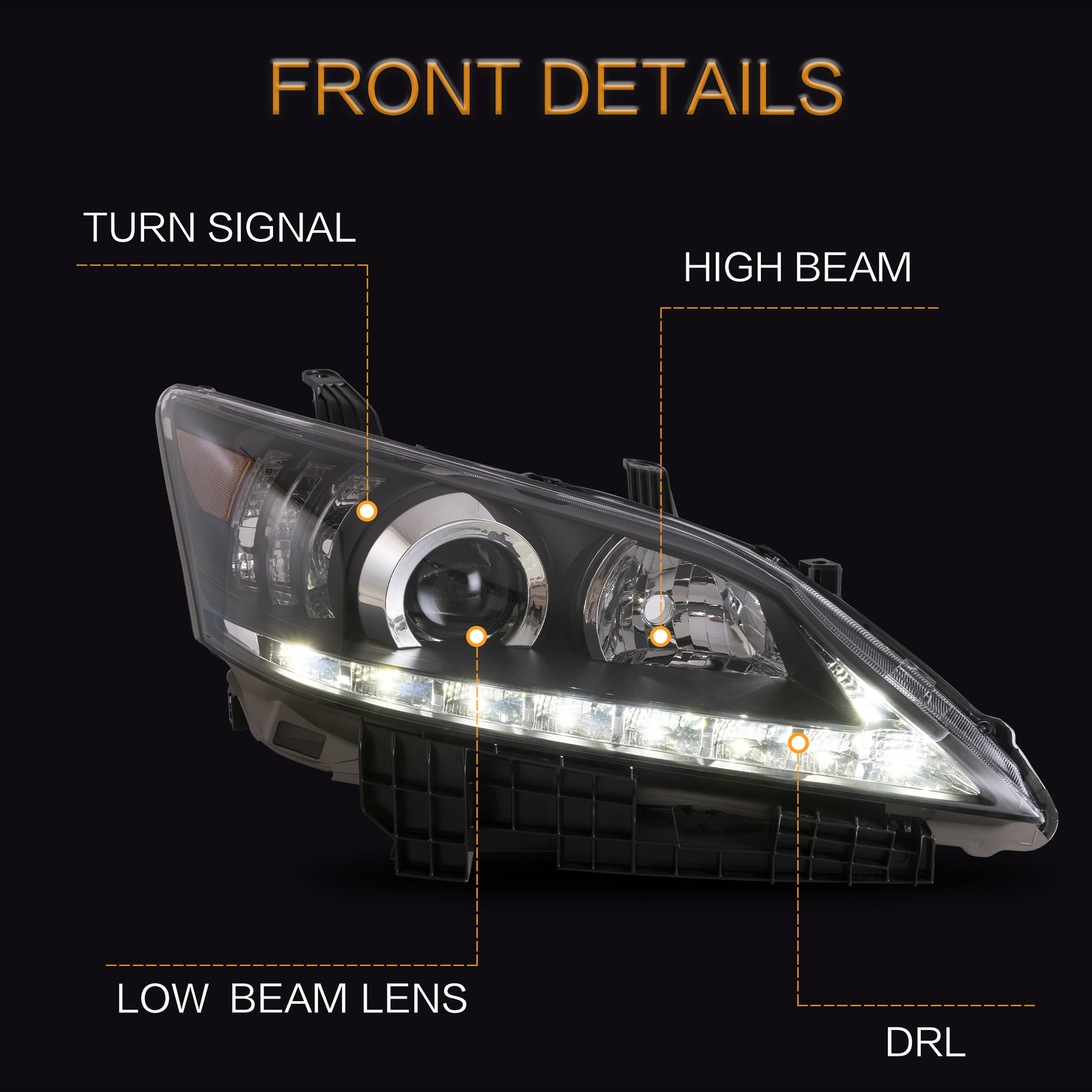 VLAND Headlights For 2010 2011 2012 Lexus ES350 Xenon AFS Front Lamps ...