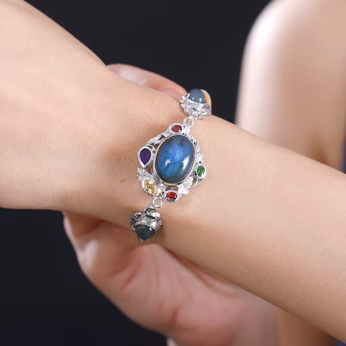 Labradorite and Multi Gem 19.35ct Celestial Garden Bracelet in Platinum Bond | eBay
