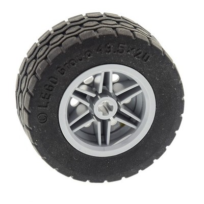 1x Lego Technic Wheel 49.5x20 Black Rim 30.4x20 New-Light Gray 15413 ...