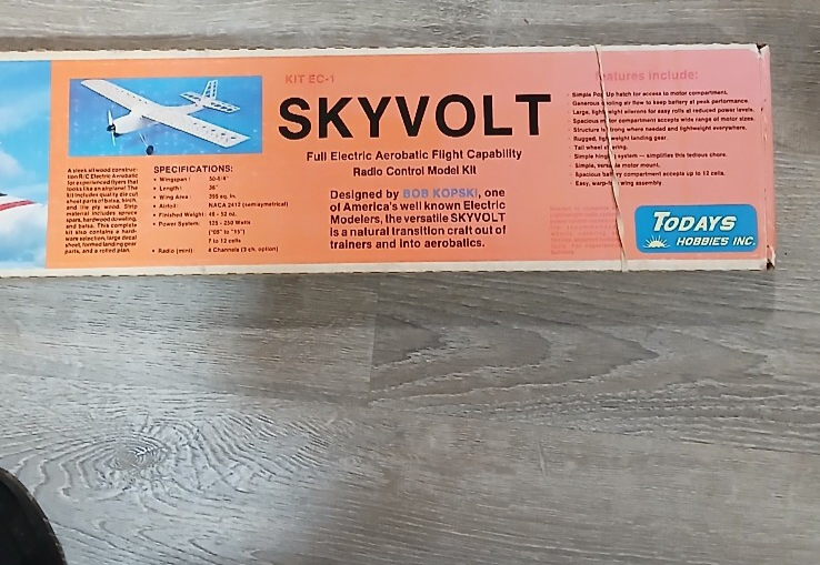 Rare Todays Hobbies Inc Skyvolt Electric RC Model Airplane Kit NIB W ...