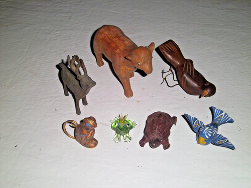 Vtg Collectible Animals Assorted Lot Bear~Deer~Turtle~Bird~Frog Wood ...