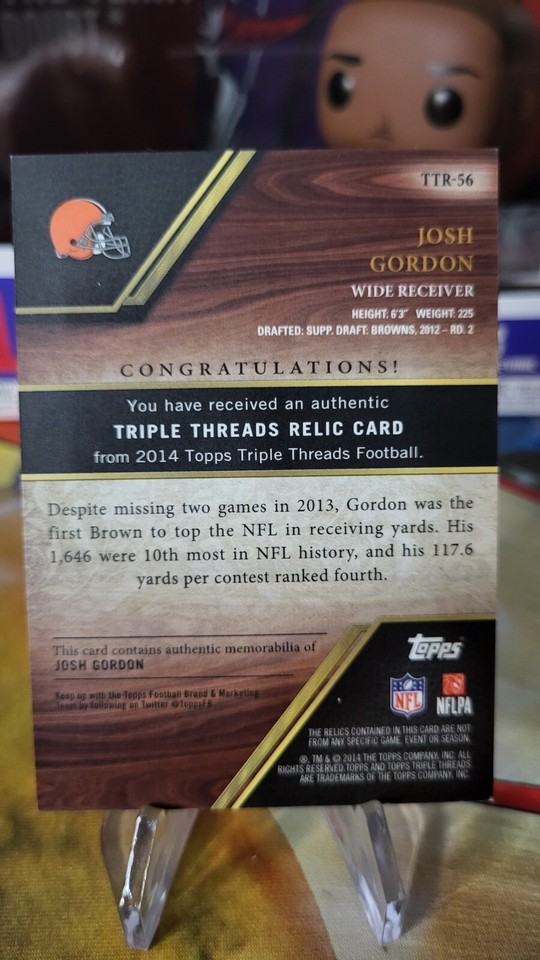2014 Josh Gordon Topps Triple Threads #/36 Jersey Card Cleveland Browns ...