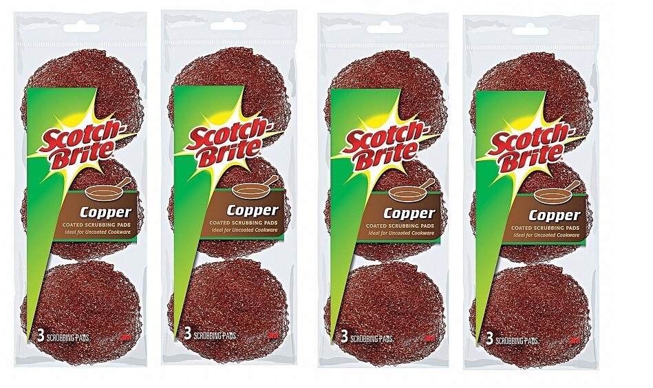 lot of 4 Scotch-Brite Scouring Pad, 3"L, Copper Coated, PK3 | eBay