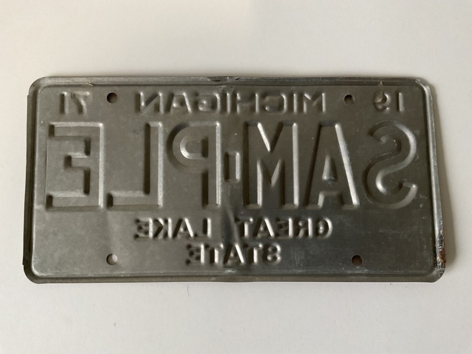 Rare 1971 MICHIGAN SAMPLE License Plate ALL ORIGINAL | eBay