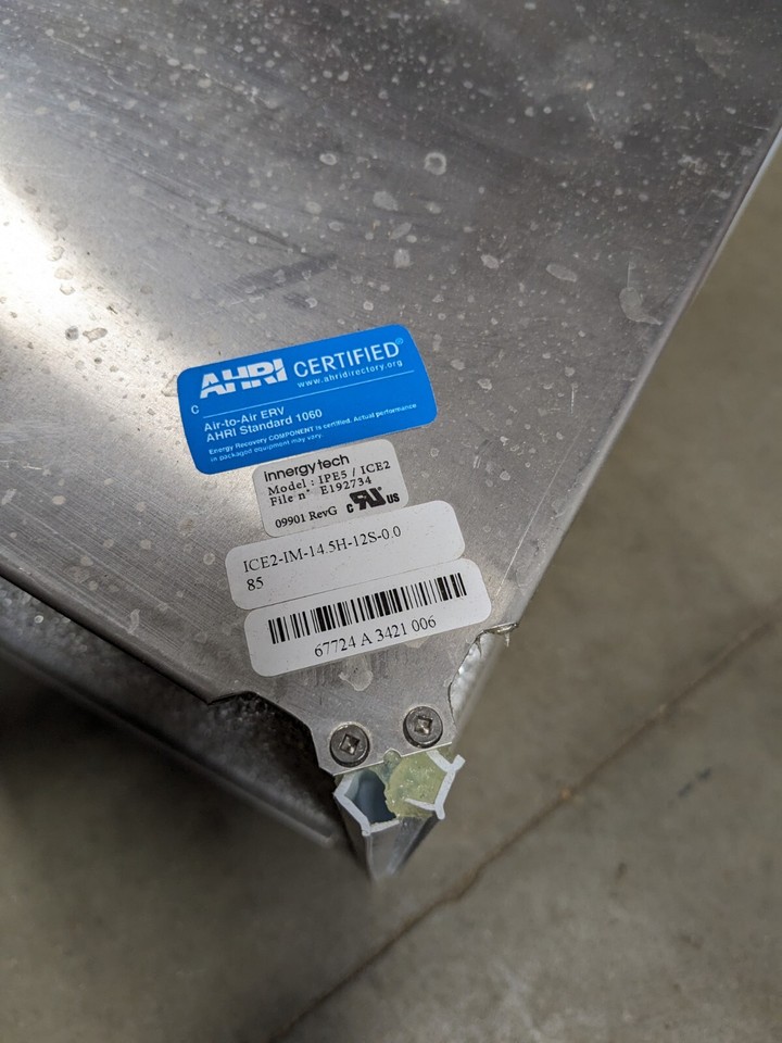 Innergy Tech IPE5 ICE2 ERV Core Energy Recovery Ventilator ICE2-IM-14 ...