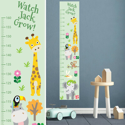 Personalised Custom FABRIC Height Growth Chart Zoo Animals Design Add ...