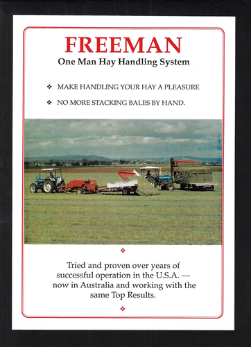 FREEMAN ONE MAN HAY HANDLING SYSTEM SPECIFICATIONS FLYER/BROCHURE | eBay