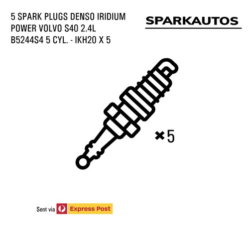 5 SPARK PLUGS DENSO IRIDIUM POWER VOLVO S40 2.4L B5244S4 5 CYL. - IKH20 ...