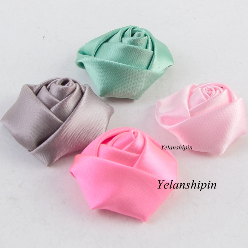 Flat Back Mini Satin Ribbon Rose Flower Rolled Rosettes For DIY ...