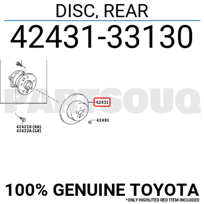 4243133130 Genuine Toyota DISC, REAR 42431-33130 | eBay