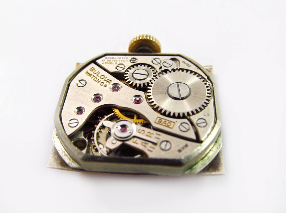 Stunning 1950 BULOVA Red & White Stone Dial Men's Vintage Watch ...