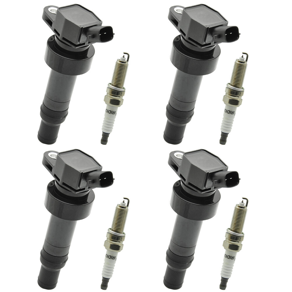 4x Ignition Coils + 4x Spark Plugs For 12-19 Hyundai Accent Kia Soul ...