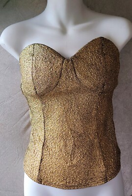 Cecico Gold Stetch Bustier Top Sweetheart Zippered | eBay