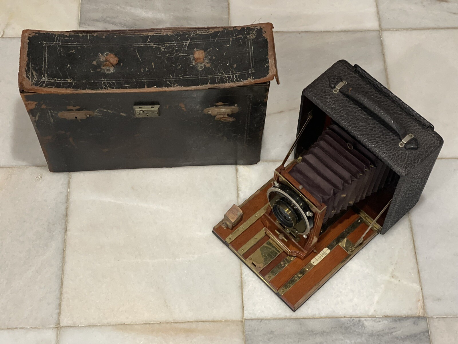 Antique 1900 Century Camera 5 x 7 Mahogany wood Complete Model Case Box ...