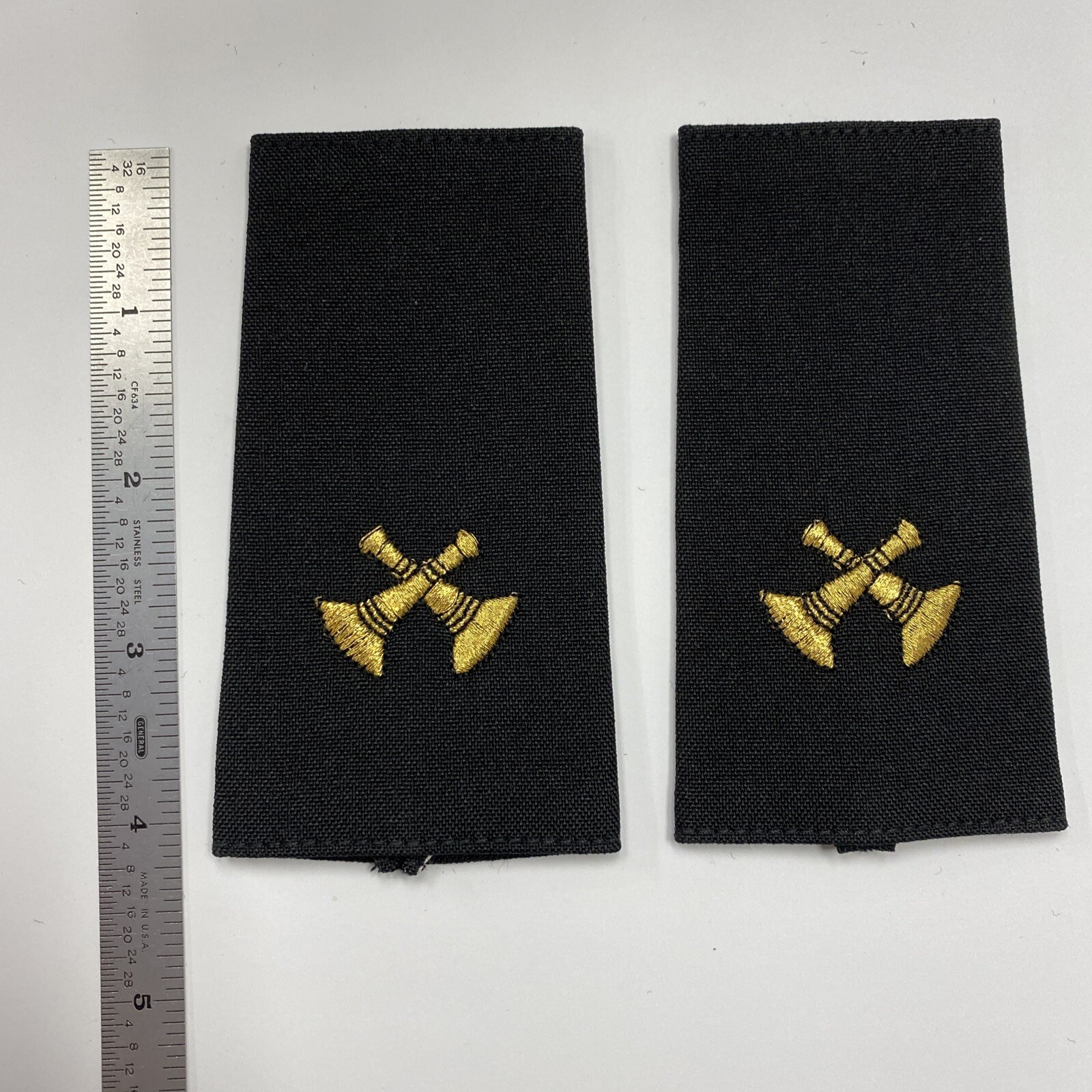 Fire Dept. Epaulettes, 2 Crossed Bugles - Gold Embroidery On Black ...