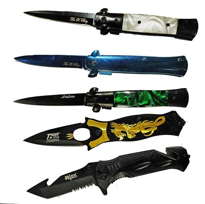 5 For $25 Wholesale Lot Brand New Spring Assisted Opening Pocket Knives ...