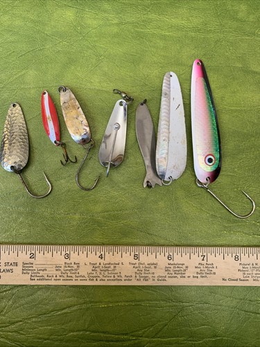 7- Vintage Fishing Lures Silver Streak Sutton Flash SPOONS Original ...