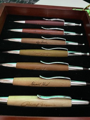 US Presidential Signature Pen Set, 7 pens etched w/ Nixon to George W ...