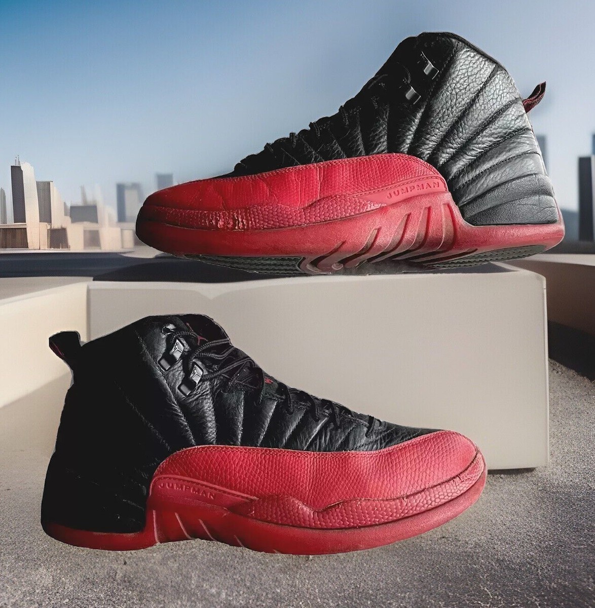AIR JORDAN 12 XII RETRO “FLU GAME” BRED LEATHER BLACK/RED AIR JORDAN 12 XII RETRO “FLU GAME” BRED LEATHER BLACK/RED