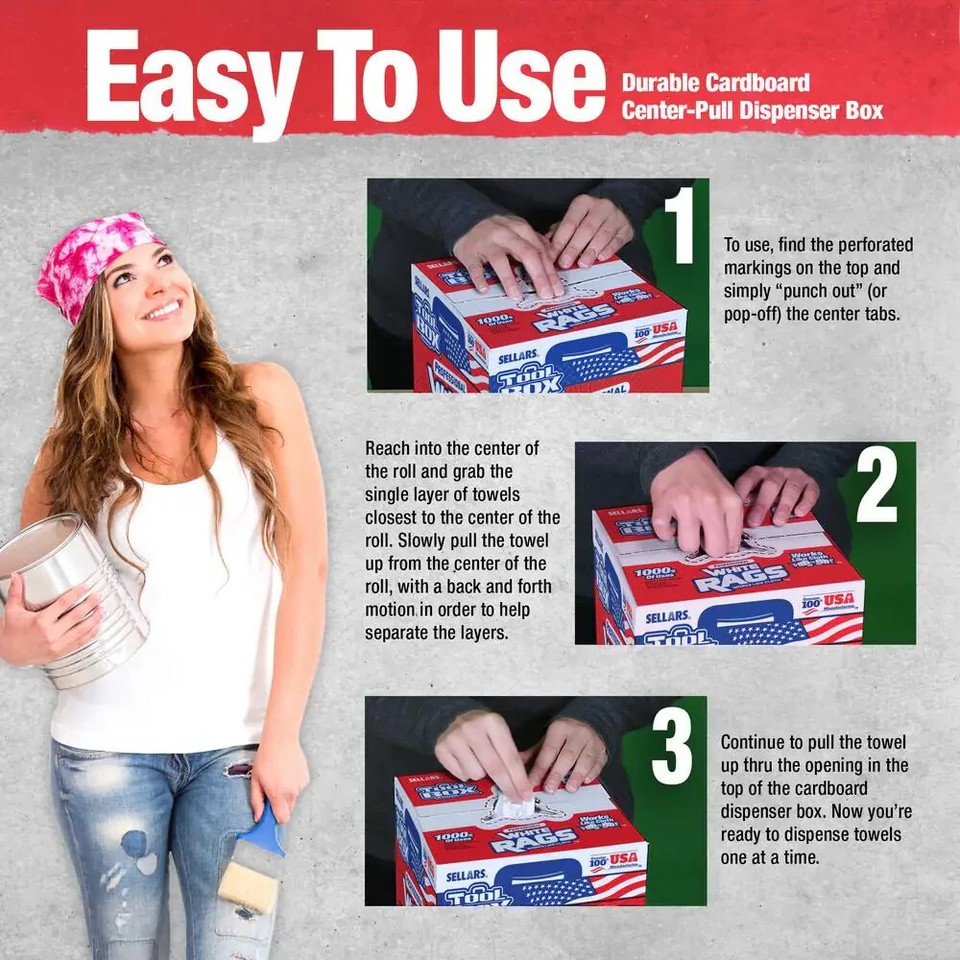 Toolbox Brand Professional White Rags A Box of Cleaning White Rags 200 ...