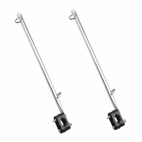 2Pcs Stainless Steel Boat Flag Pole Rail Mount Pipe Clamp Adjutable 7/8 ...