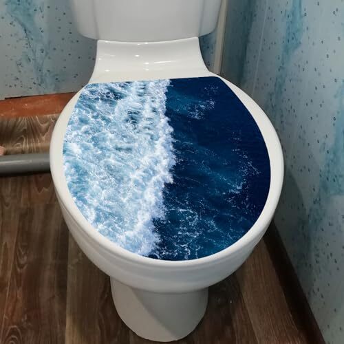 Waves and Beaches Toilet Cover Sticker Decals,Ocean Wave Beach ...