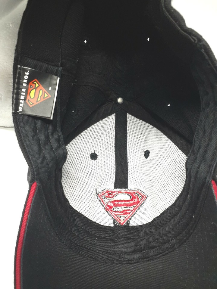 Superman Logo Hat Cap One Size Black Red Embroidered | eBay